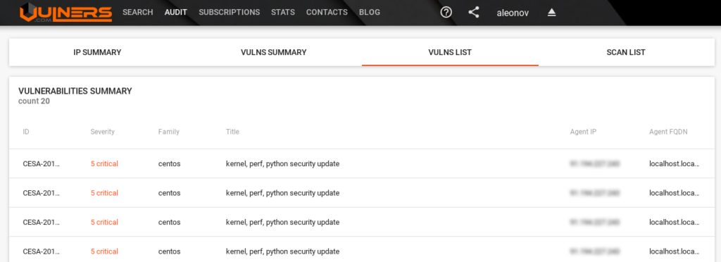 Vulners Cloud Agents for Vulnerability Management | Alexander V. Leonov
